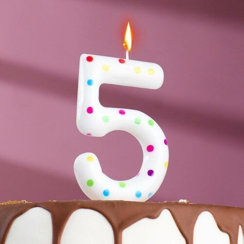 Страна Карнавалия Свеча в торт на день рождения «Конфетти», цифра "5" , гигант, 9 см