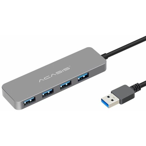 Хаб USB Acasis HS-080 на 4 порта USB 3.0, 120 см, серый