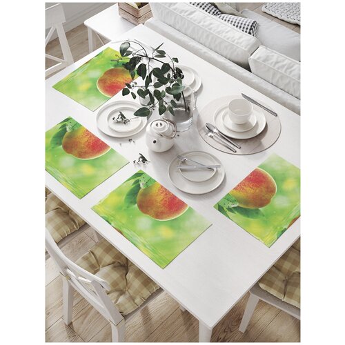 Комплект салфеток JoyArty "Яблоко на ветке и отражение" для сервировки стола (32х46 см, 4 шт.)