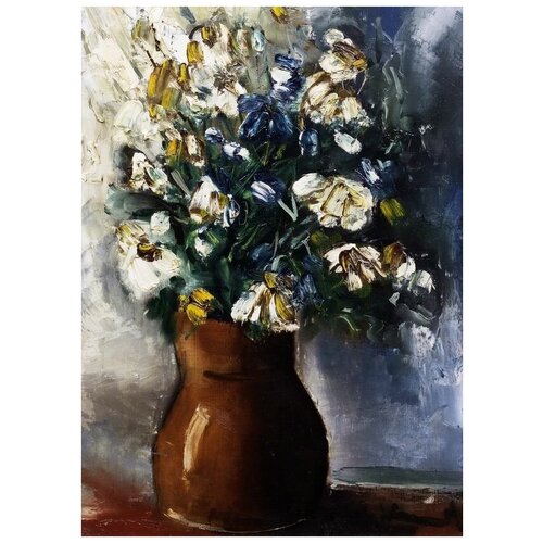 Репродукция на холсте Букет белых цветов (Bouquet of White Flowers) №3 Вламинк Морис 50см. x 69см.