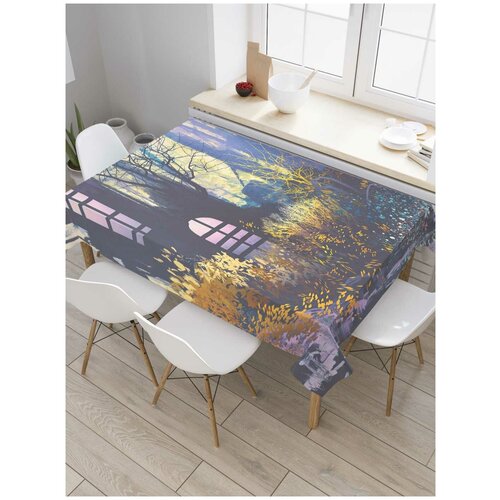 Скатерть прямоугольная JoyArty на кухонный стол "Загадочный дом" из оксфорда, 180x145 см