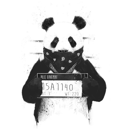 Интерьерный постер "Bad panda" размера 60x90 см 600*900 мм репродукция без рамы в тубусе для декора комнаты офиса дома дизайна спальни гостиной