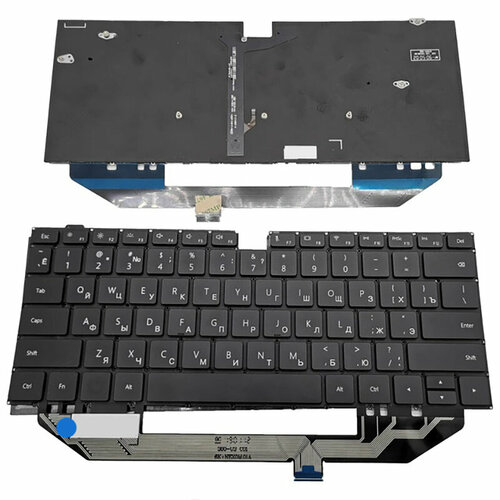 Клавиатура для ноутбука Huawei MateBook X Pro MACH-W19 черная, плоский Enter, с подсветкой