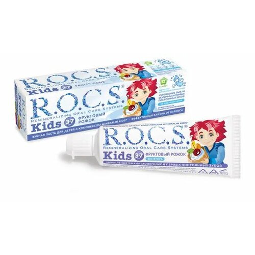 Зубная паста R.O.C.S. для детей Фруктовый рожок, без фтора", 45 г