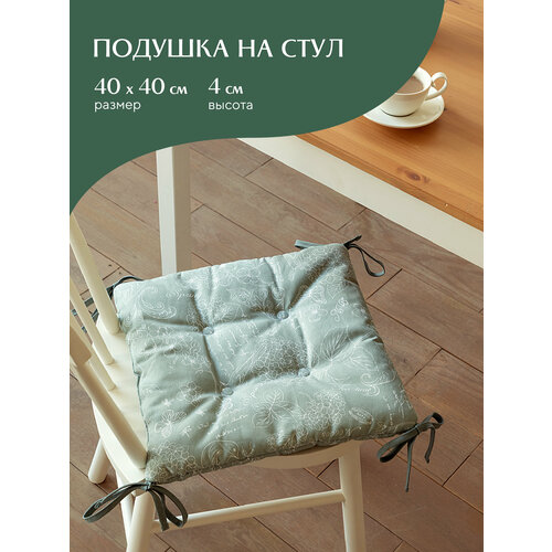 Подушка на стул плоская 40х40 "Mia Cara" рис 30284-10 Жозефина оливковый