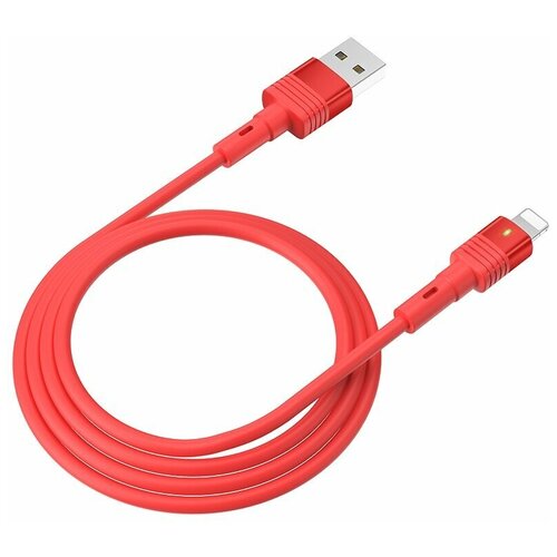 Кабель USB - Apple 8 pin HOCO U82 Cool, 1.2м, круглый, 2.4A, силикон, с индикатором, цвет красный