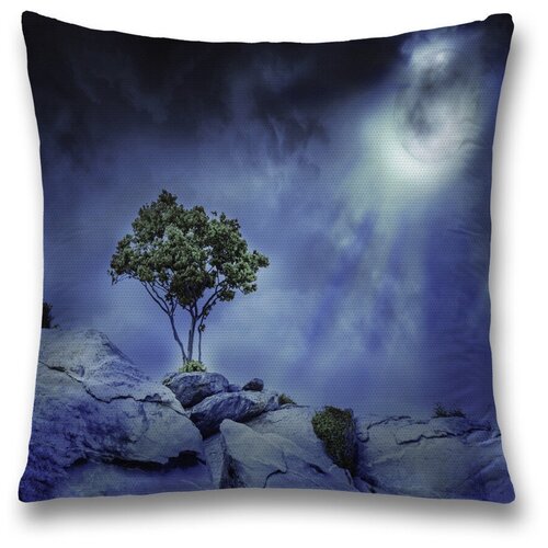 Наволочка декоративная на молнии, чехол на подушку JoyArty "Лунное дерево" 45х45 см