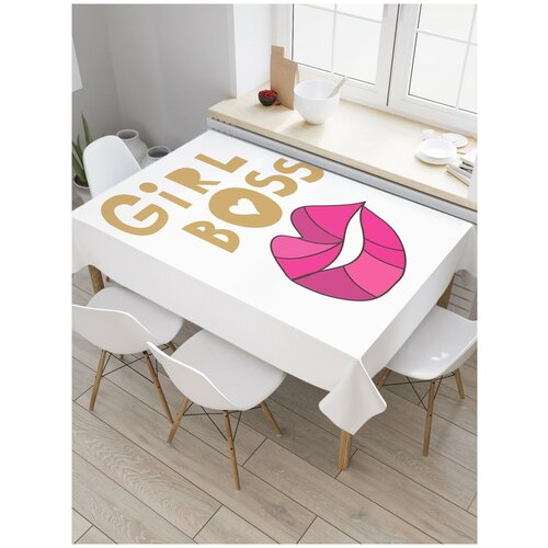 Скатерть прямоугольная JoyArty на кухонный стол "Улыбка босса" из оксфорда, 180x145 см