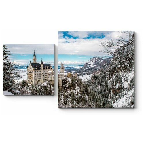 Модульная картина Замок Нойшванштайн в Германии зимой150x90