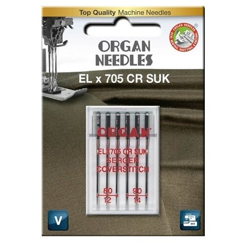 Игла/иглы Organ EL x 705 CR SUK 80-90, серебристый , 6 шт.