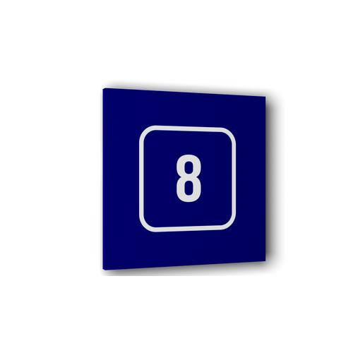 Табличка "8", Матовая линейка, цвет Синий, 10 см х 10 см