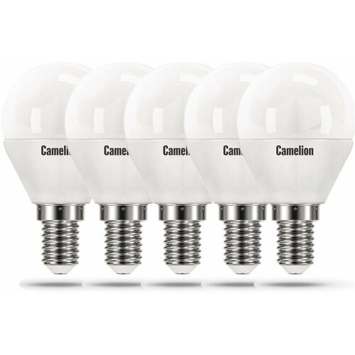 Лампа светодиодная шар 5Вт, G45, E14, 3000K, 220В Camelion - 5шт!