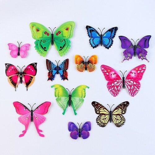 Страна Карнавалия Набор для украшения «Бабочки», 12 шт, цвета микс