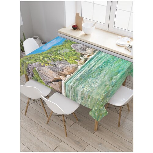Скатерть прямоугольная JoyArty "Райский вид" из сатена, 120x145 см