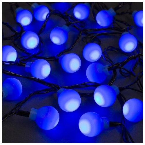 Luazon Lighting Гирлянда "Нить" 5 м с насадками "Шарики синие", IP20, тёмная нить, 30 LED, свечение синее, 8 режимов, 220 В