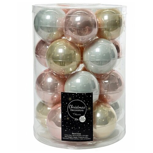 Набор стеклянных шаров Коллекция перламутровое утро, эмаль, 6 см (упаковка 20 шт.), Kaemingk 142227