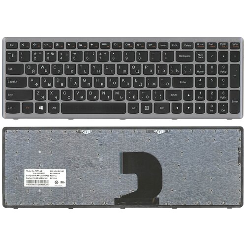 Клавиатура для ноутбука Lenovo V136520FK1 черная с серой рамкой
