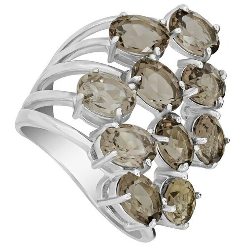 Кольцо Lazurit Online, серебро, 925 проба, серебрение, раухтопаз, размер 22, коричневый