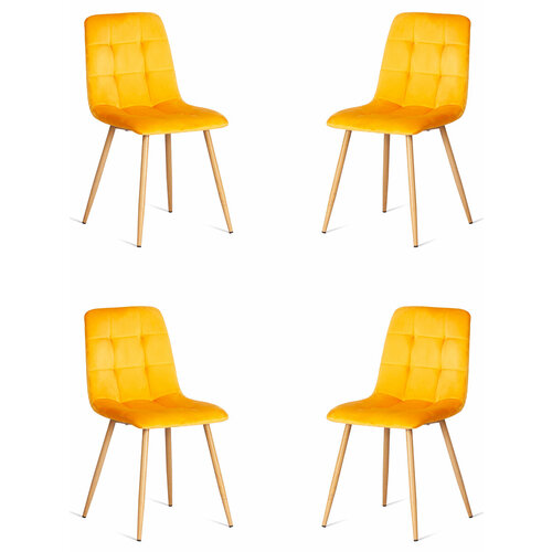 Комплект стульев TetChair CHILLY (mod. 7094-1) /(4 шт. в 1 уп.) вельвет/металл, желтый / натуральный
