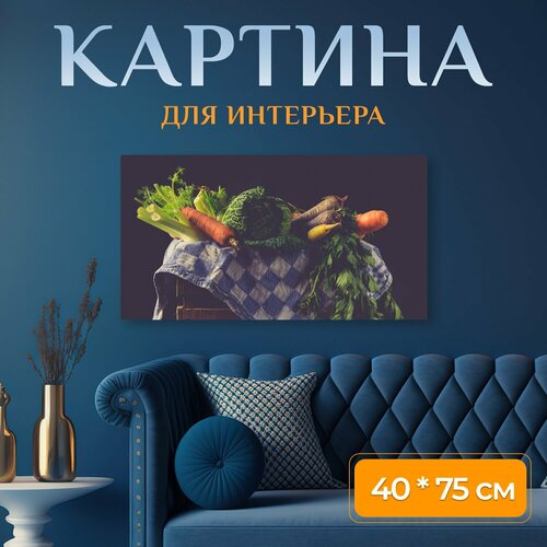Картина на холсте "Овощи, ингредиенты, свежий" на подрамнике 75х40 см. для интерьера