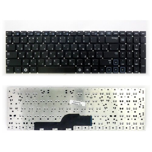 Клавиатура для ноутбука Samsung 300E5A, 300E5C, 300V5A, 305E5A, 305V5A Series. Плоский Enter. Черная, без рамки. PN: 9Z. N5QSN.10R, BA5903075.