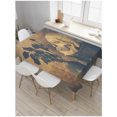 Скатерть прямоугольная JoyArty на кухонный стол "Натюрморт с черепом" из оксфорда, 180x145 см