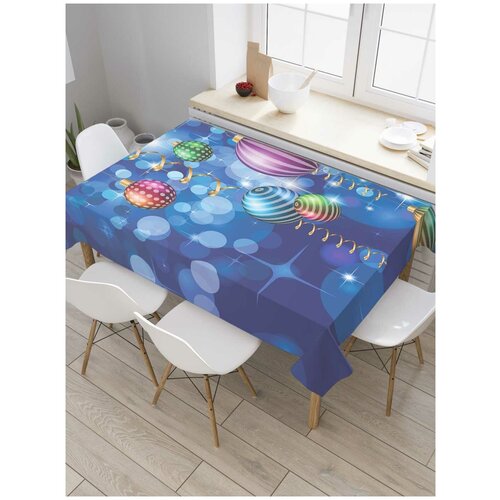 Скатерть прямоугольная JoyArty на кухонный стол "Новогодняя дискотека" из оксфорда, 120x145 см