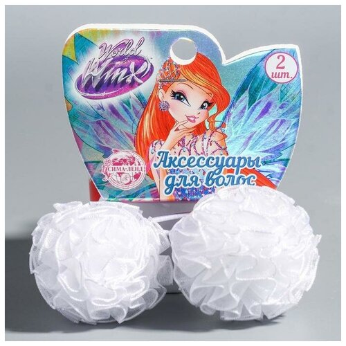 Набор 2 банта-резинки, белые, 3,5 см "Фея Блум", WINX