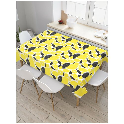 Скатерть прямоугольная JoyArty на кухонный стол "Ряды лимонов" из оксфорда, 120x145 см