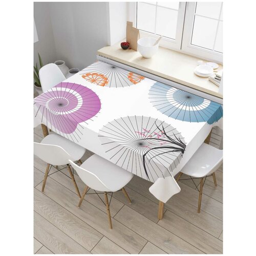 Скатерть прямоугольная JoyArty на кухонный стол "Зонты с узорами" из оксфорда, 180x145 см