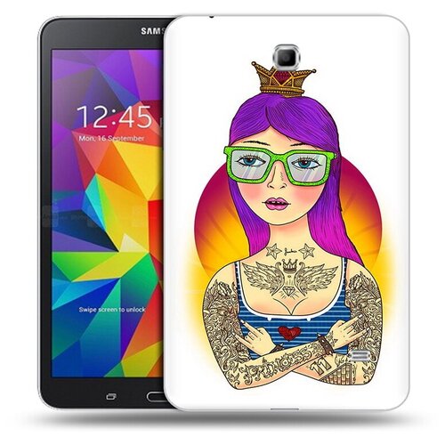Чехол задняя-панель-накладка-бампер MyPads девушка в татуировках с короной для Samsung Galaxy Tab 4 7.0 SM-T230/T231/T235 противоударный
