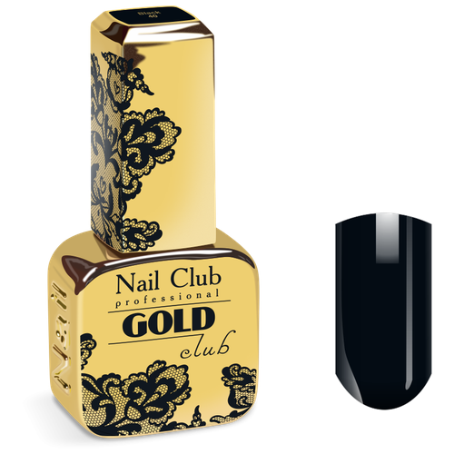 Nail Club professional Эмалевый гель-лак для ногтей с липким слоем GOLD CLUB 40 Black ,13 мл.