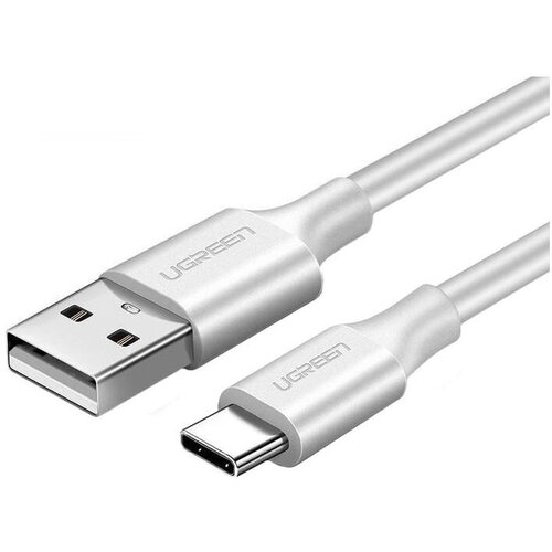 Кабель для зарядки и передачи данных USB A Male - USB C Male Ugreen, 3A, 0.5м, резиновое покрытие, белый (60120)