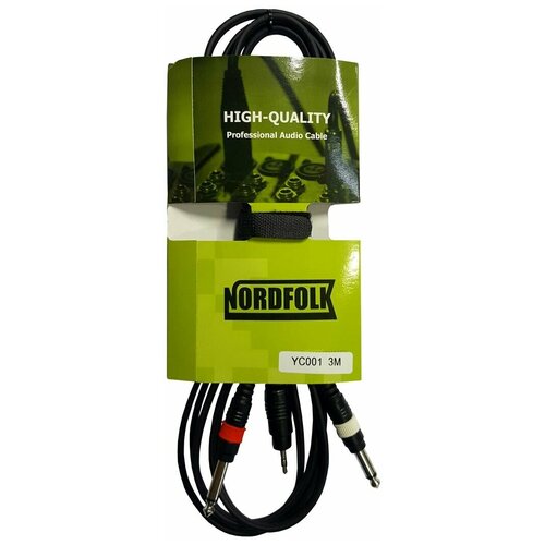 NordFolk NYC001 1.5M кабель Minijack stereo - 2 x Jack mono, литые разъёмы, 1.5 м.
