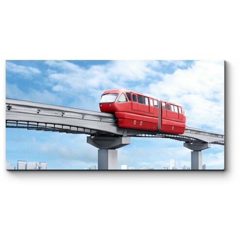 Модульная картина Красный монорельсовый поезд 80x40