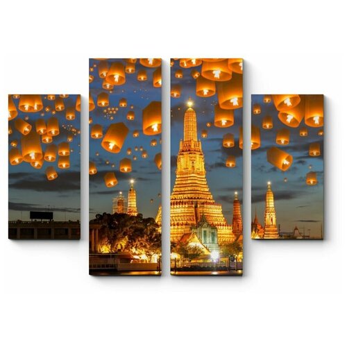 Модульная картина Волшебные небесные фонарики, Бангкок 140x105