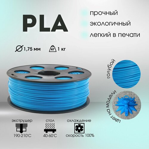 Голубой PLA пластик Bestfilament для 3D-принтеров 1 кг (1,75 мм)