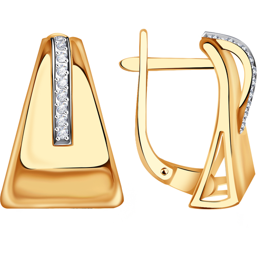 Серьги Diamant online, золото, 585 проба, фианит, длина 1.8 см