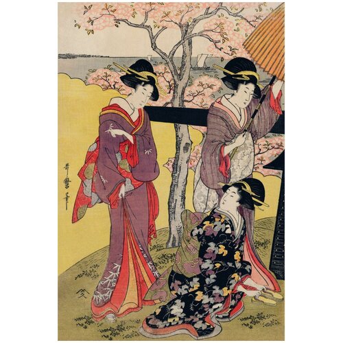 Постер / Плакат / Картина Цветение сакуры в Готеньяме 40х50 см в подарочном тубусе