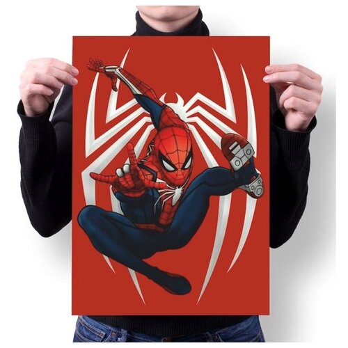 Плакат Человек-паук / Формат А3 (30х42 см) / Постер интерьерный / Без рамы