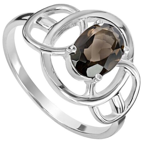 Кольцо Lazurit Online, серебро, 925 проба, серебрение, раухтопаз, размер 22.5, коричневый