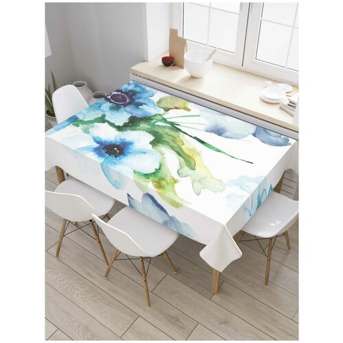 Скатерть прямоугольная JoyArty на кухонный стол "Акварельные цветы" из оксфорда, 180x145 см