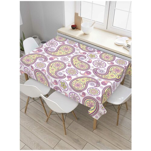 Скатерть прямоугольная JoyArty на кухонный стол "Цветочные узоры" из оксфорда, 180x145 см