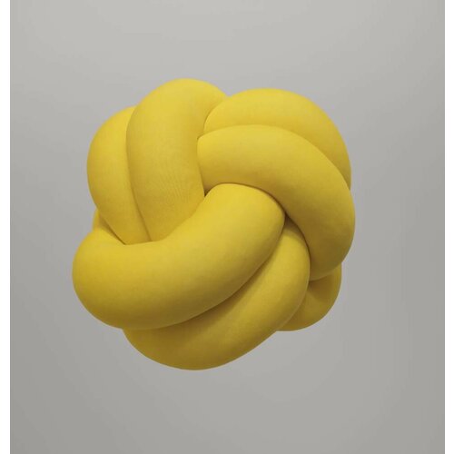 Современная декоративная подушка-узел 20х20 см/Интерьерная подарочная диванная подушка в форме шара ручной работы желтого цвета(Д0001)