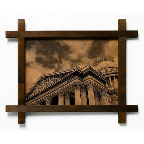 Картина Пантеон, интерьерная для украшения и декора на стену в деревянной раме, подарок, натуральная кожа, BoomGift