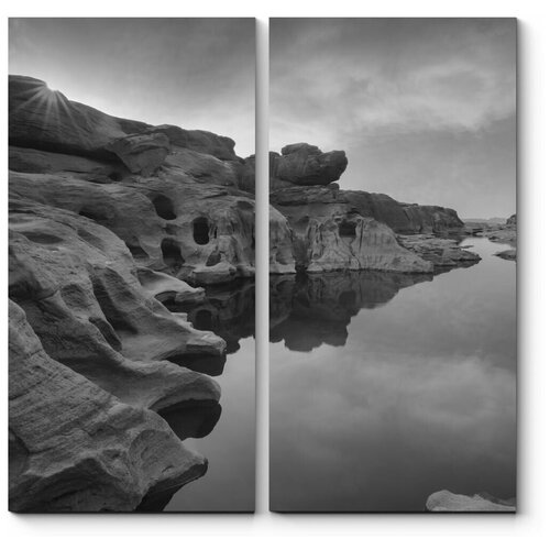 Модульная картина Каньон в черно-белых тонах 60x60