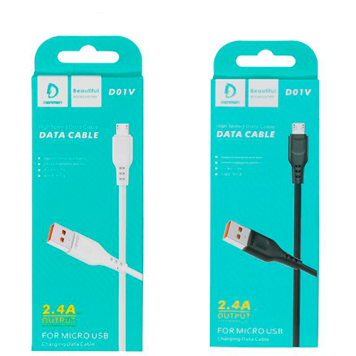 Кабель Micro USB c быстрой зарядкой/1м 2.4А Denmen D01V Data Cable/кабель для микро юсб Чёрный