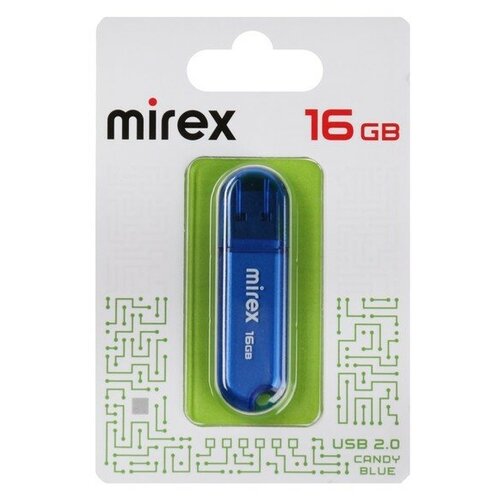Флешки Mirex Флешка Mirex CANDY BLUE, 16 Гб , USB2.0, чт до 25 Мб/с, зап до 15 Мб/с, синяя