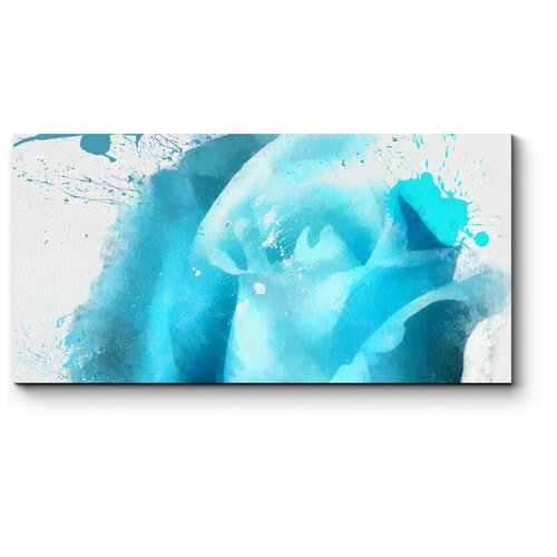 Модульная картина Голубая роза, акварель 50x25