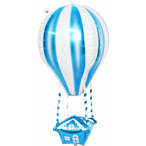 Шар (35'/89 см) Фигура, 3D, Воздушный шар, Аэростат, Голубой, 1 шт.